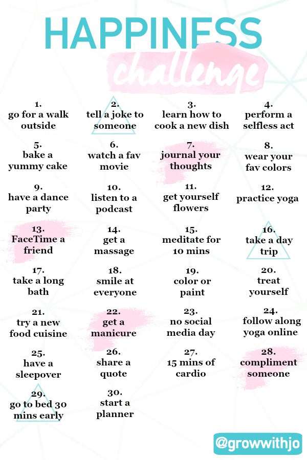 30 Day HAPPINESS Challenge – growwithjo
